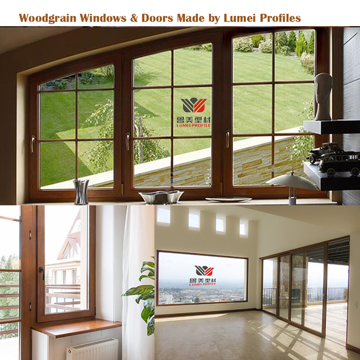 PVC/UPVC Profile for UPVC Windows with Golden Oak Foil Laminated ...